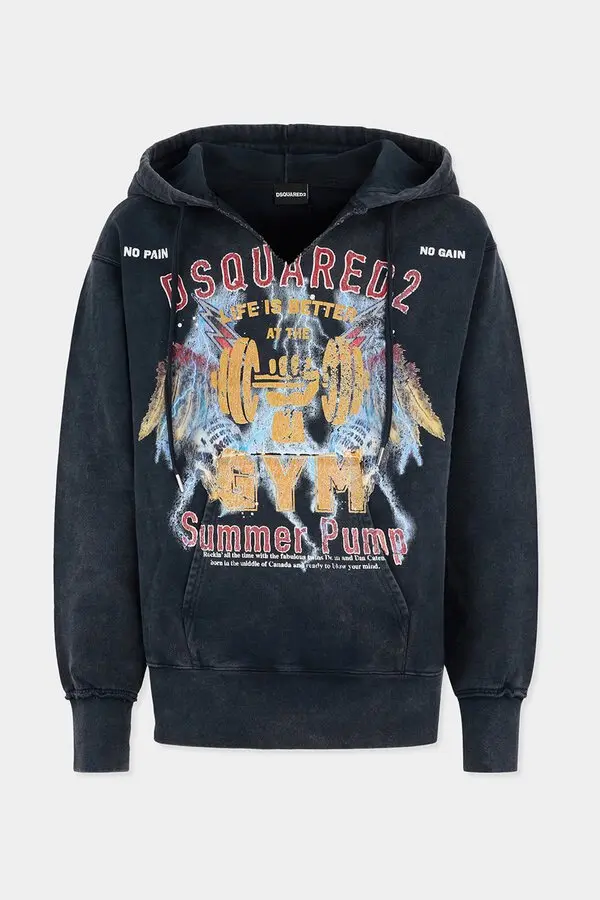 Dsquared2 Rock Wash Long & Lean Fit Hoodie - Grey