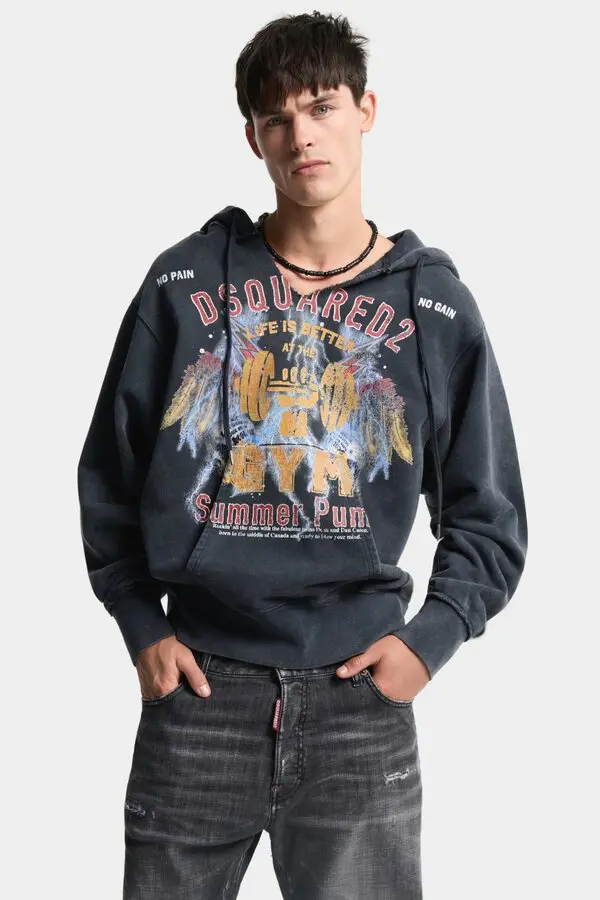 Dsquared2 Rock Wash Long & Lean Fit Hoodie - Grey