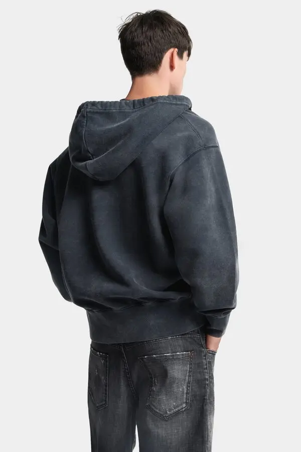 Dsquared2 Rock Wash Long & Lean Fit Hoodie - Grey