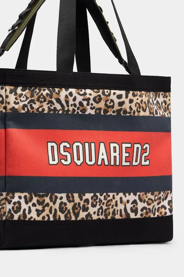 Dsquared2 Tote Bag With Leopard Print And Logo Detail - Fantasy