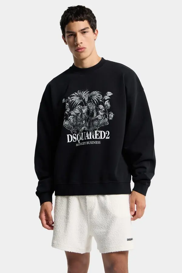 Dsquared2 Monkey Business Relaxed Fit Crewneck Sweatshirt