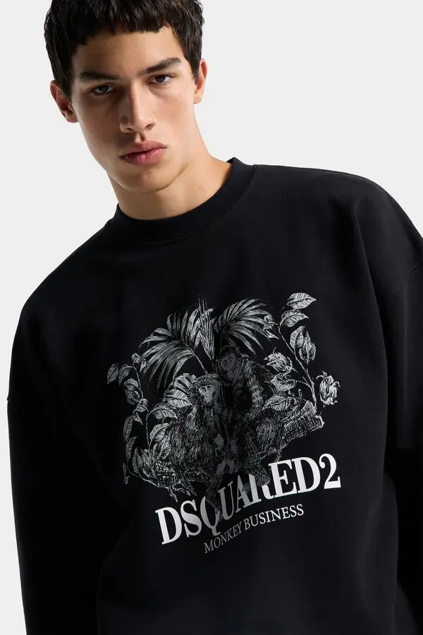 Dsquared2 Monkey Business Relaxed Fit Crewneck Sweatshirt