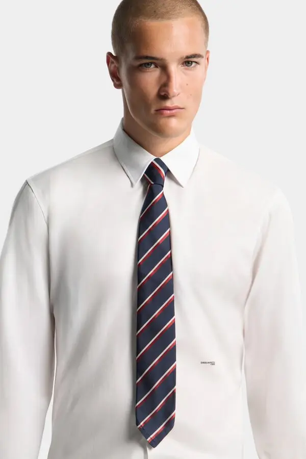 Dsquared2 Striped Silk Tie - White