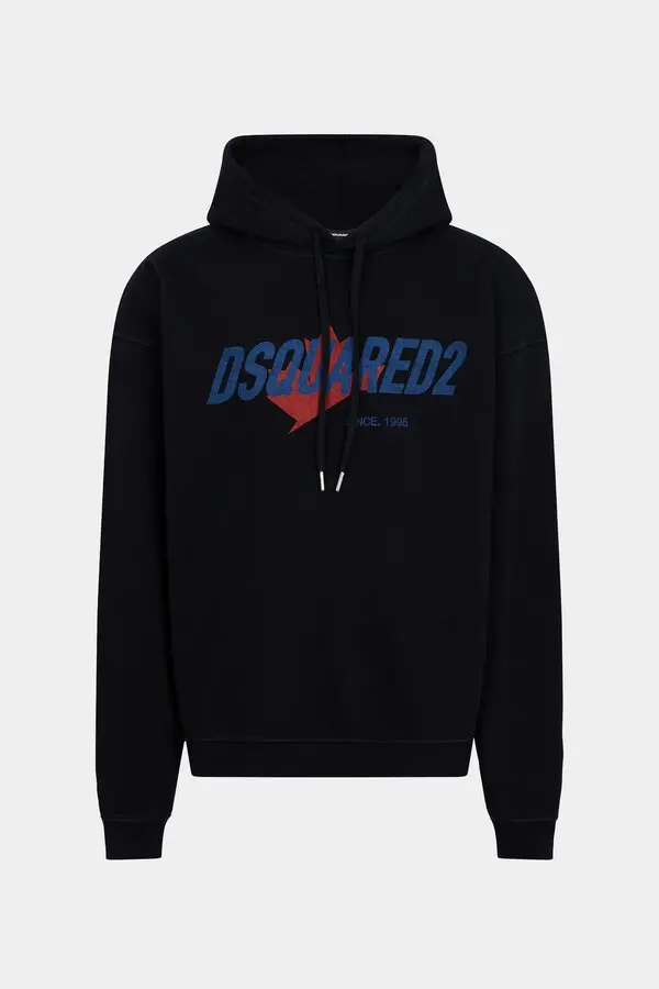 Dsquared2 Relaxed Fit Hoodie With Vintage Logo Print - Black