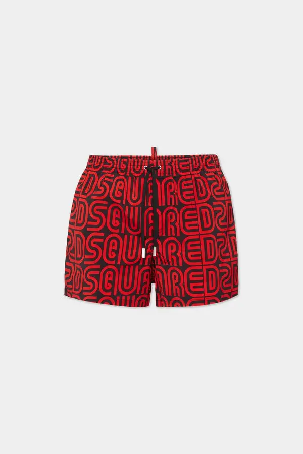 Dsquared2 Allover Logo Midi Swim Shorts - Black
