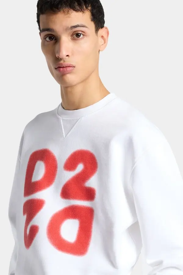Dsquared2 Upside Down Cool Fit Crewneck Sweatshirt - White