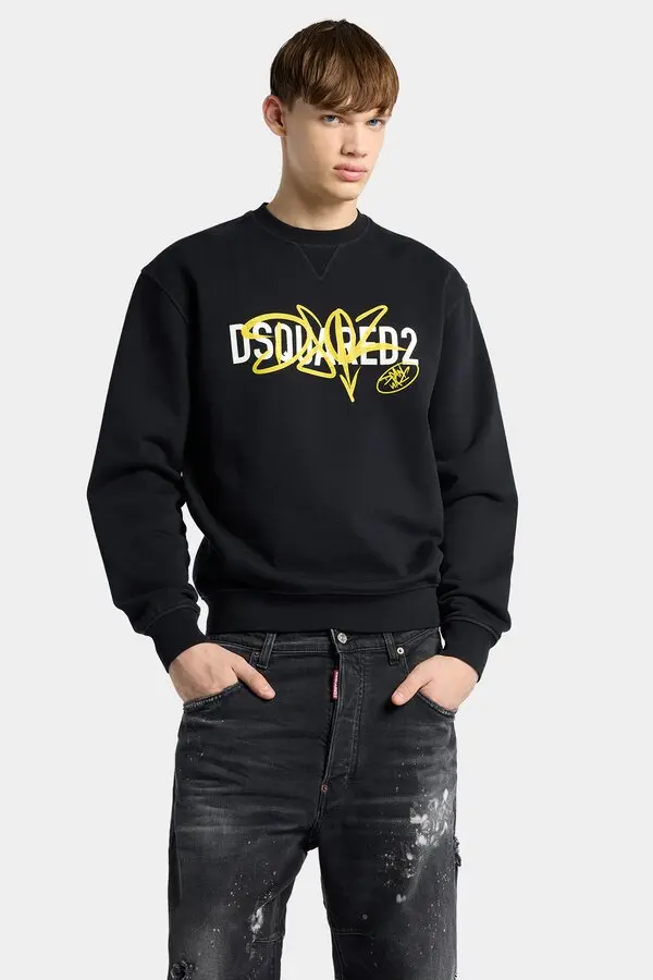 Dsquared2 Graffiti Cool Fit Crewneck Sweatshirt - Black