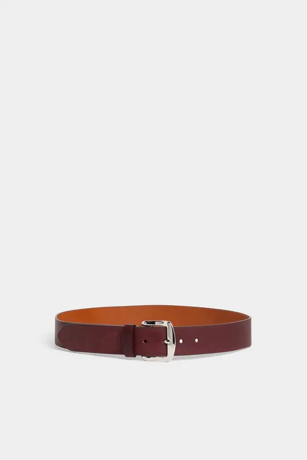 Dsquared2 Leather Belt With Squared Buckle