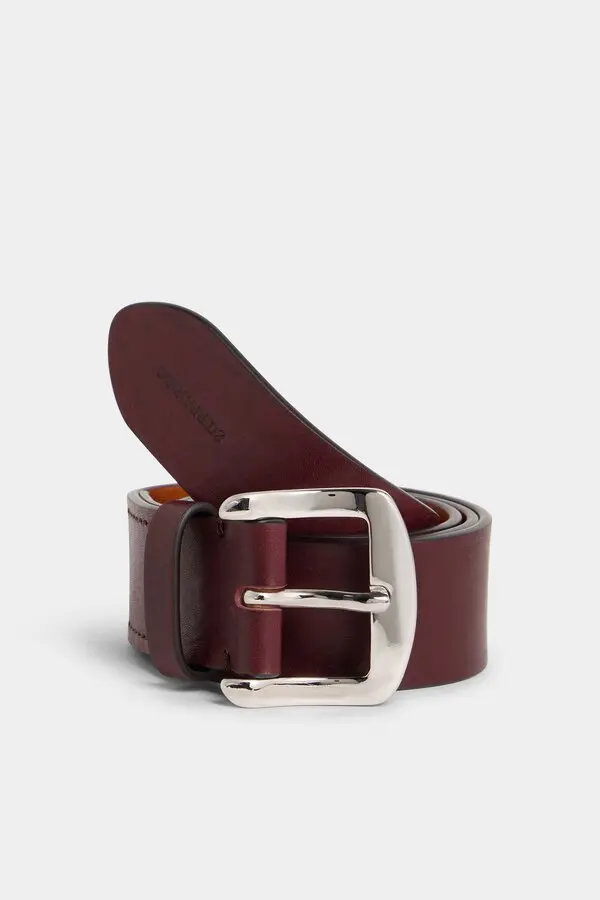 Dsquared2 Leather Belt With Squared Buckle