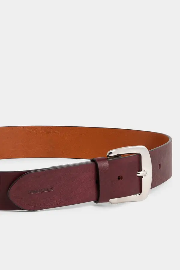 Dsquared2 Leather Belt With Squared Buckle