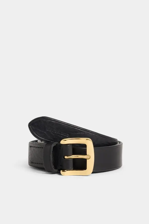 Dsquared2 Leather Belt With Vintage Effect Buckle - Black