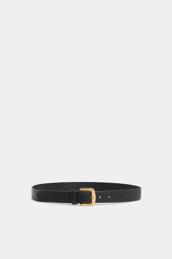 Dsquared2 Leather Belt With Vintage Effect Buckle - Black