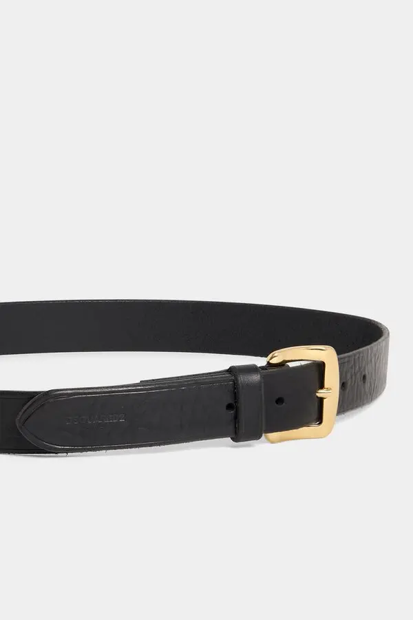 Dsquared2 Leather Belt With Vintage Effect Buckle - Black