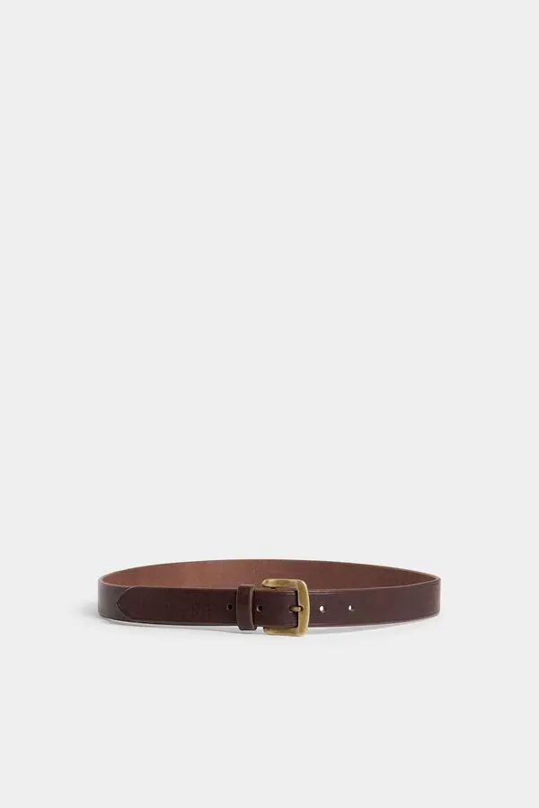 Dsquared2 Leather Belt With Vintage Effect Buckle - Brown