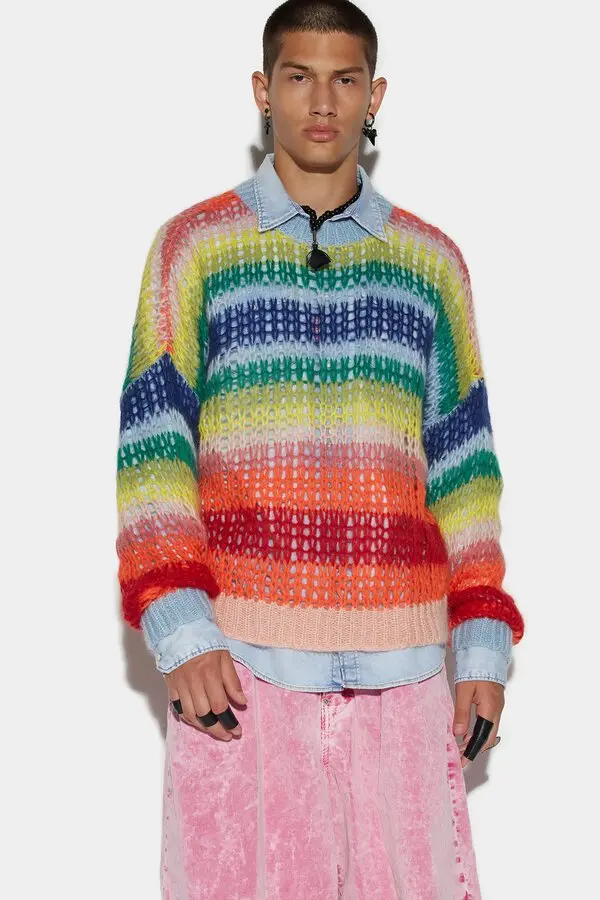 Dsquared2 Multicolor Striped Knit Sweater