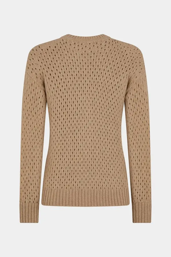 Dsquared2 Openwork Knit Alpaca Wool Crewneck Pullover - Black