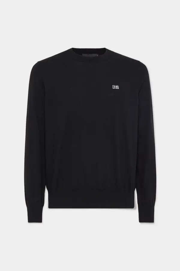 Dsquared2 Crewneck Pullover With Logo Patch - Black