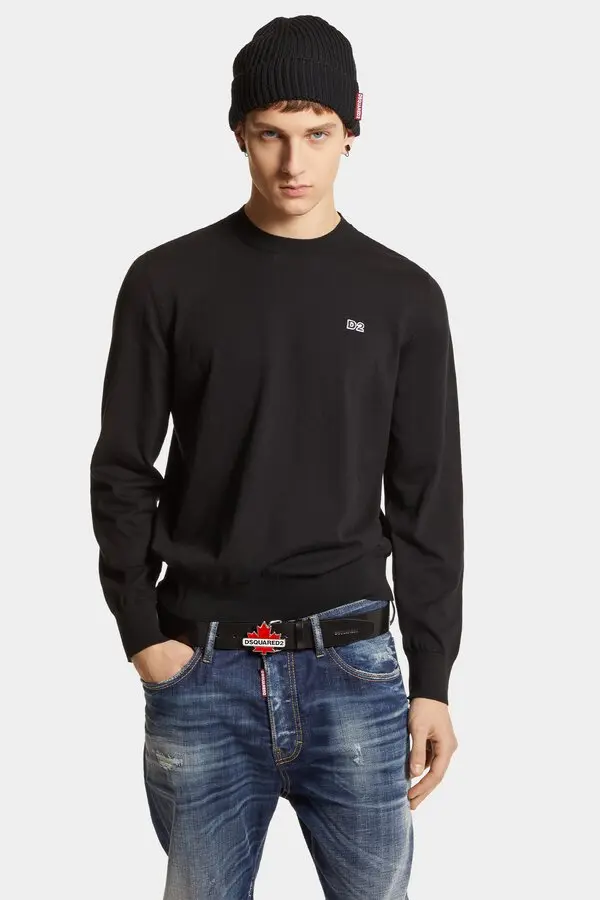 Dsquared2 Crewneck Pullover With Logo Patch - Black