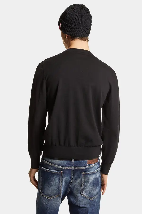 Dsquared2 Crewneck Pullover With Logo Patch - Black