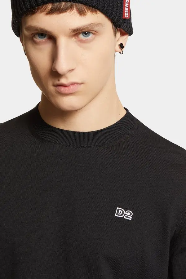 Dsquared2 Crewneck Pullover With Logo Patch - Black