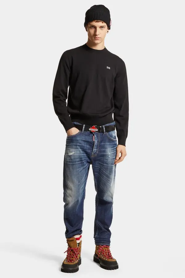 Dsquared2 Crewneck Pullover With Logo Patch - Black