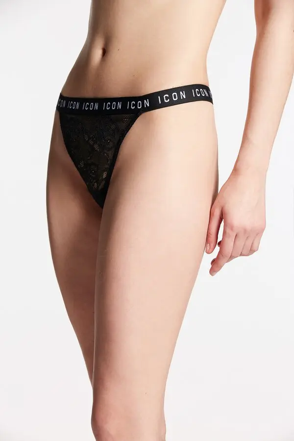 Dsquared2 Icon Lace Thong - Black