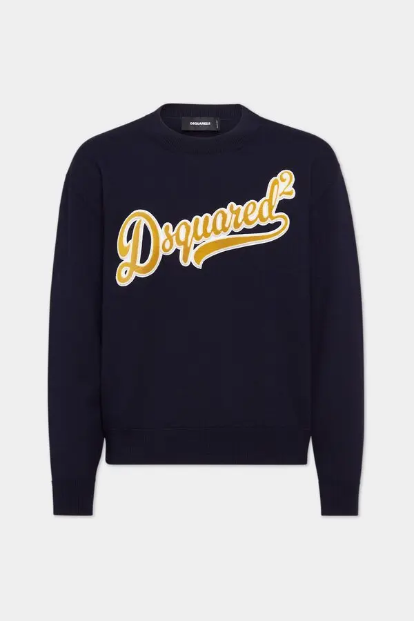 Dsquared2 Knit Sweater With Appliqued Logo - Blue