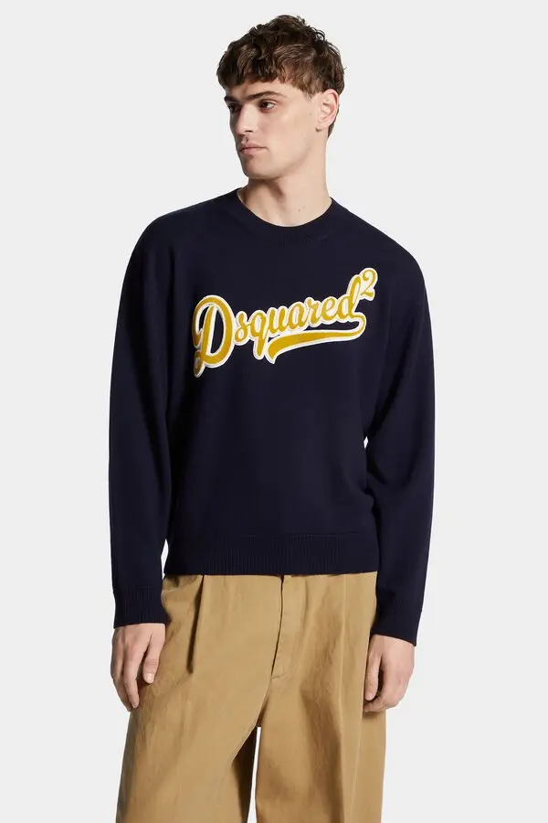 Dsquared2 Knit Sweater With Appliqued Logo