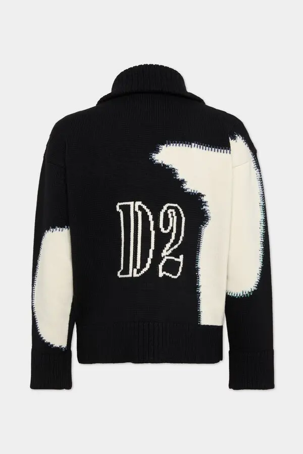 Dsquared2 Fake Stitch Zipped Cardigan - Black