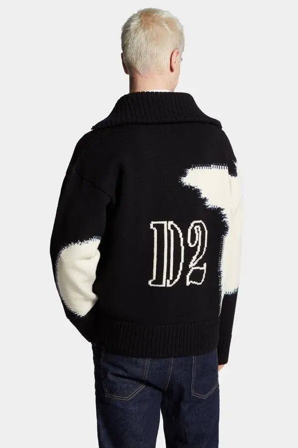 Dsquared2 Fake Stitch Zipped Cardigan - Black
