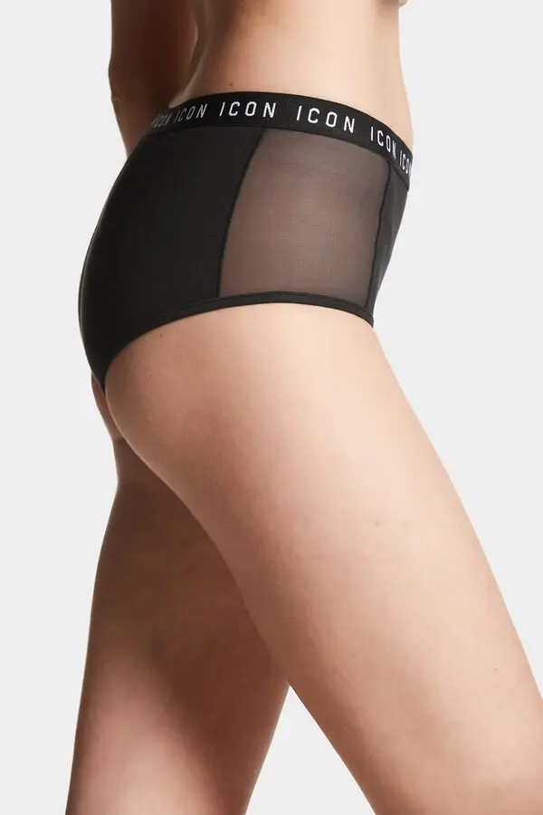 Dsquared2 Icon Culotte In Stretch Cotton Blend With Printed Logo