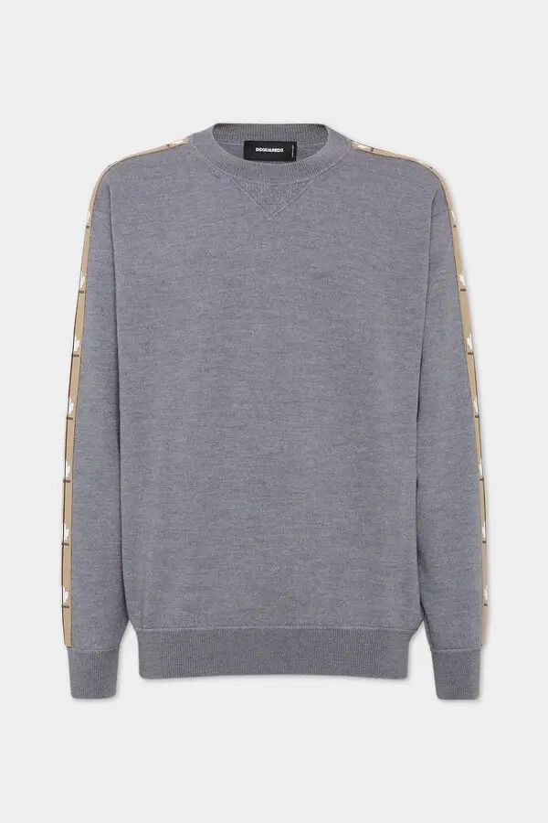 Dsquared2 Crewneck Sweater With Maple Leaf Taping