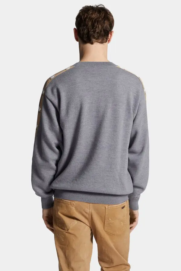 Dsquared2 Crewneck Sweater With Maple Leaf Taping