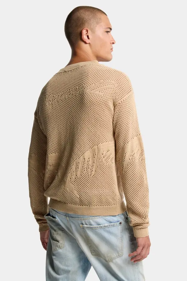 Dsquared2 V-neck Pullover With Openwork Palm Tree Detailing