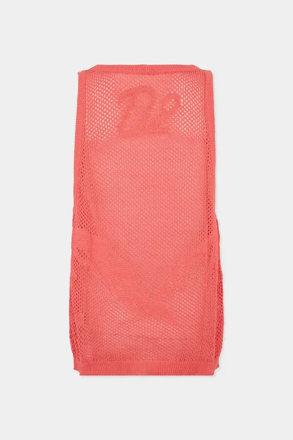 Dsquared2 Openwork Knit Tank Top With Palm Tree Motif