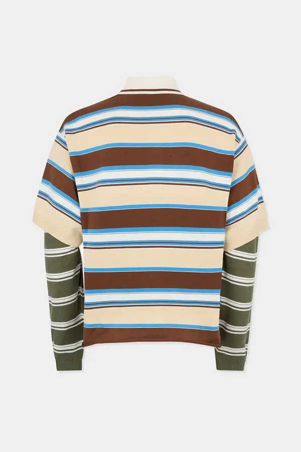 Dsquared2 Striped Long Sleeve Polo - Grey