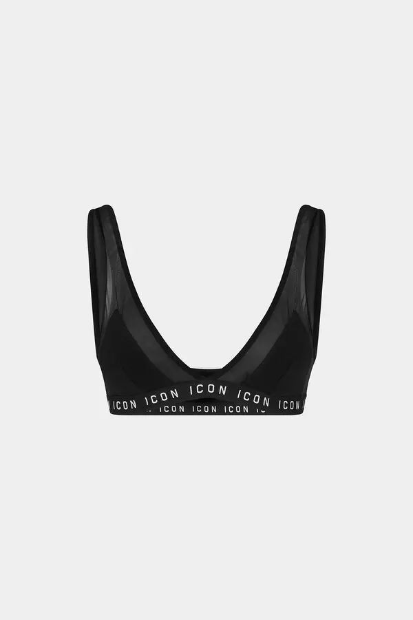 Dsquared2 Icon Triangle Bra With Sheer Inserts - Black