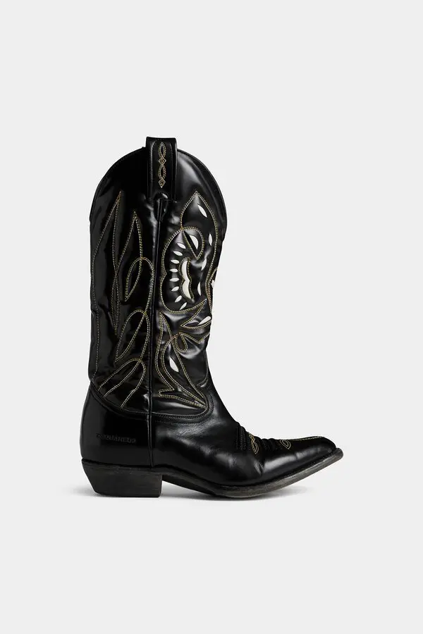 Dsquared2 Leather Cowboy Boots - Black