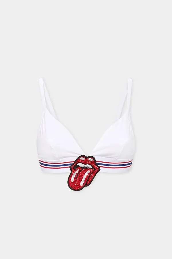 Dsquared2 The Rolling Stones Embellished Triangle Bra - Black