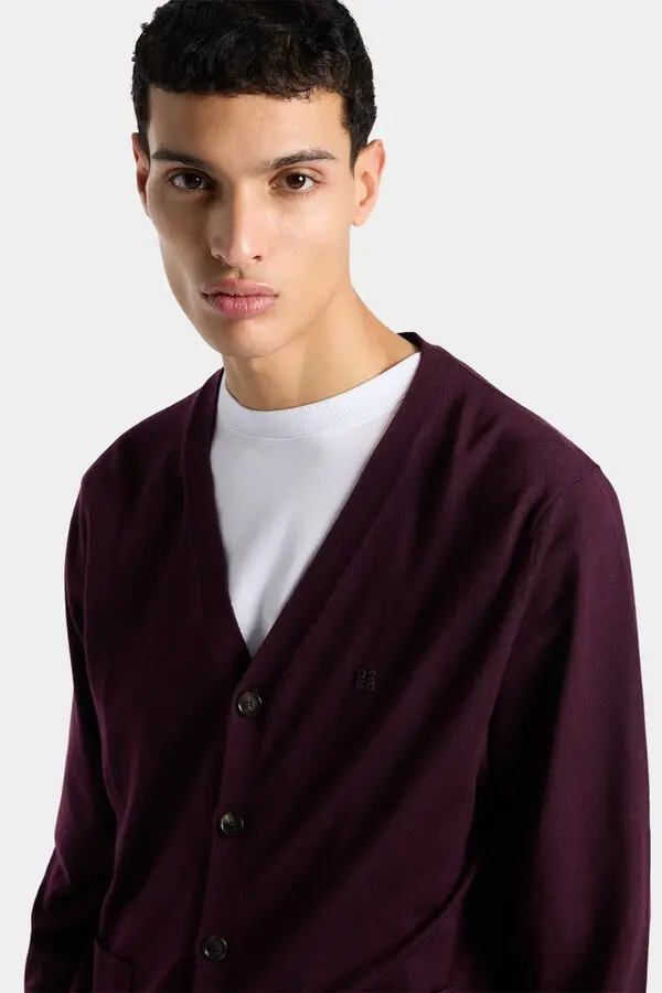Dsquared2 V-neck Wool Cardigan - Bordeaux
