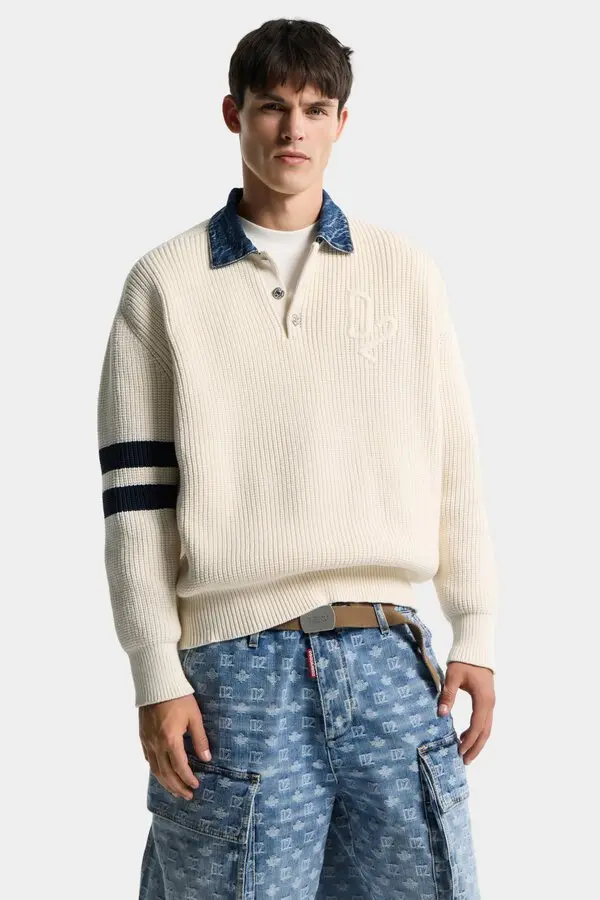 Dsquared2 Denim Collar Knit Pullover