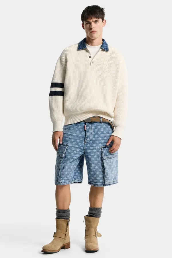 Dsquared2 Denim Collar Knit Pullover