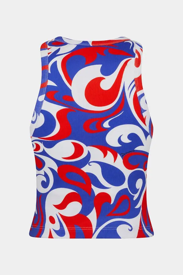 Dsquared2 All-over Print Stretch Cotton Tank Top - Fantasy