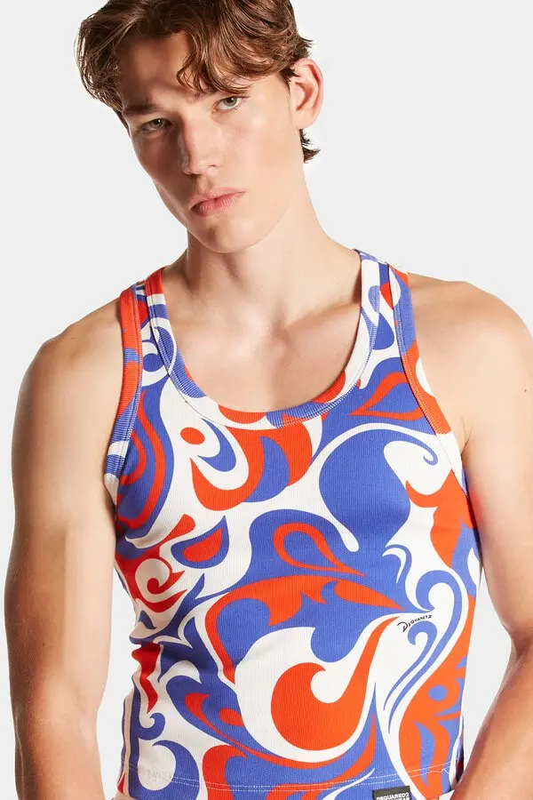 Dsquared2 All-over Print Stretch Cotton Tank Top - Fantasy
