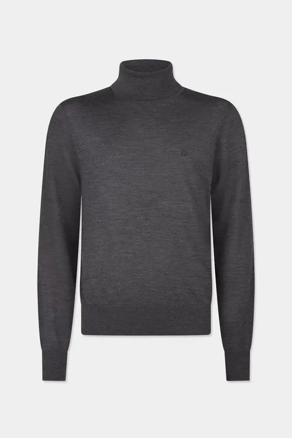 Dsquared2 Wool Turtleneck Pullover With Embroidered Logo - Grey