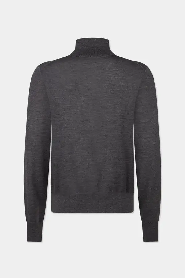 Dsquared2 Wool Turtleneck Pullover With Embroidered Logo - Grey
