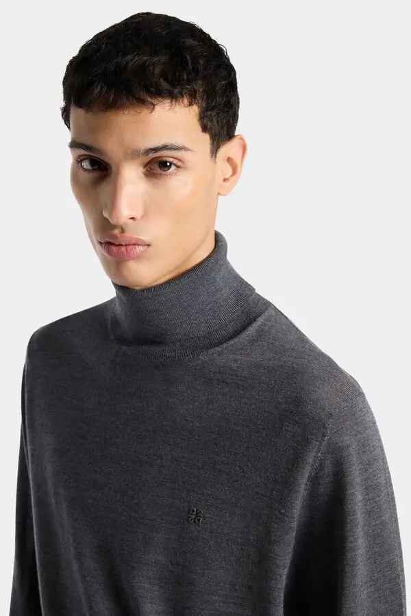 Dsquared2 Wool Turtleneck Pullover With Embroidered Logo - Grey