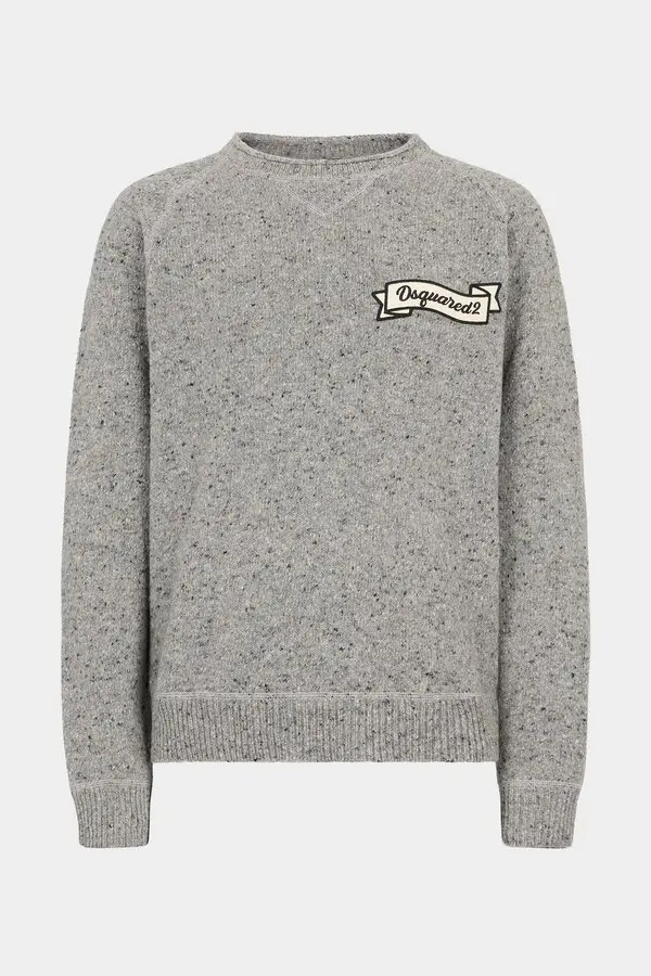 Dsquared2 Knitted Pullover With Flag Patch - Grey