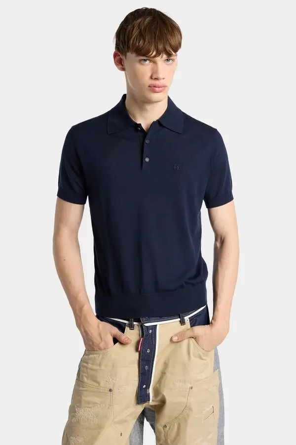Dsquared2 Wool Short Sleeve Embroidered Polo