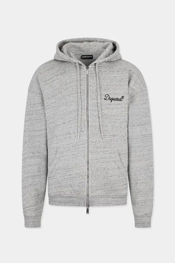 Dsquared2 Signature Relaxed Fit Zipped Hoodie - Grey